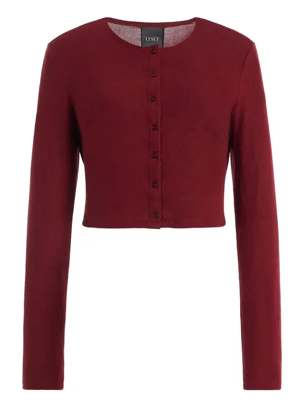 LESET Lauren Jersey Crop Cardigan Ii - Red