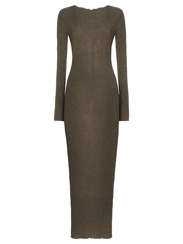 LESET Blake Ribbed-knit Maxi Dress - Green