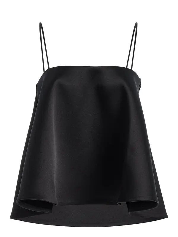 RÓHE Peplum Satin Top - Black