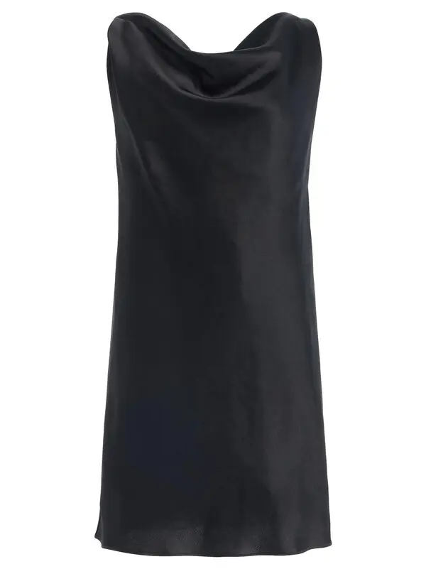 LESET Barb Cowl Satin Mini Dress - Black