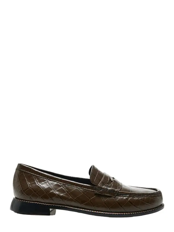 Freda Salvador Elba Croc-effect Leather Loafers - Brown