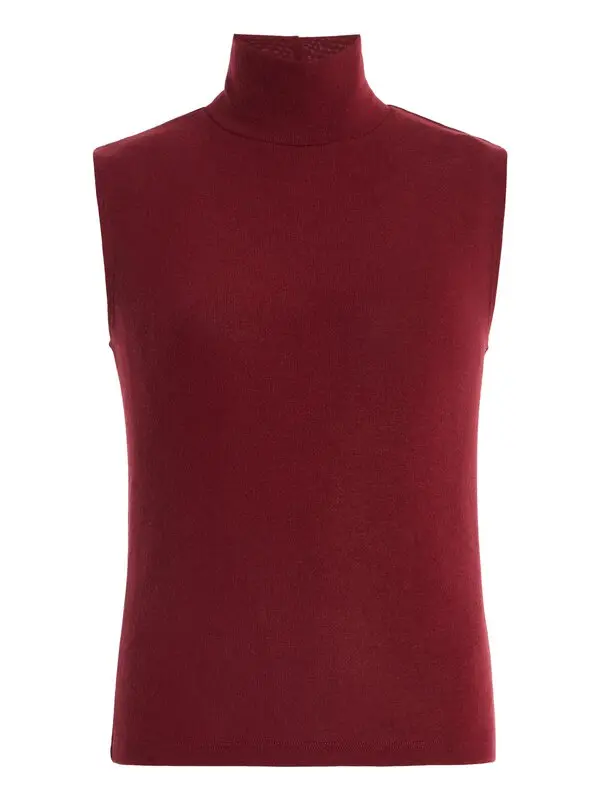 LESET Lauren Sleeveless Turtleneck Top - Red