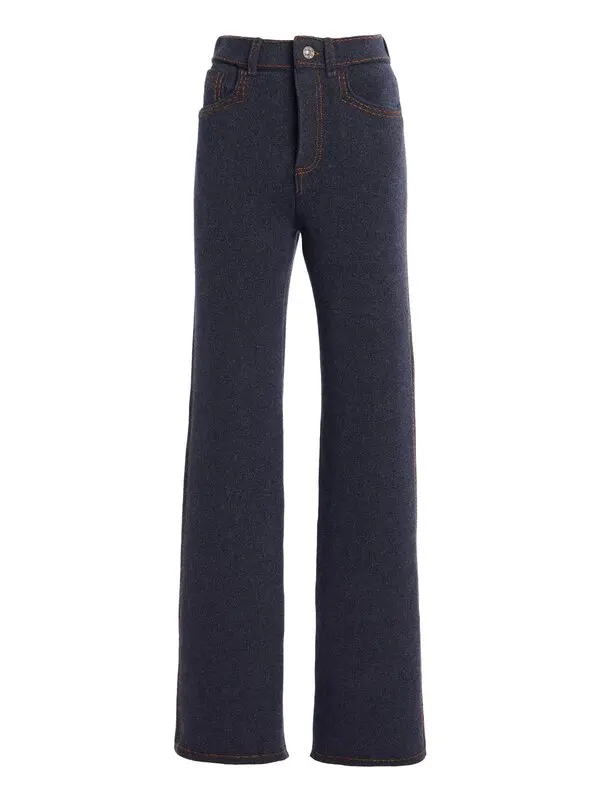 BARRIE Cashmere-denim Flared Pants - Blue
