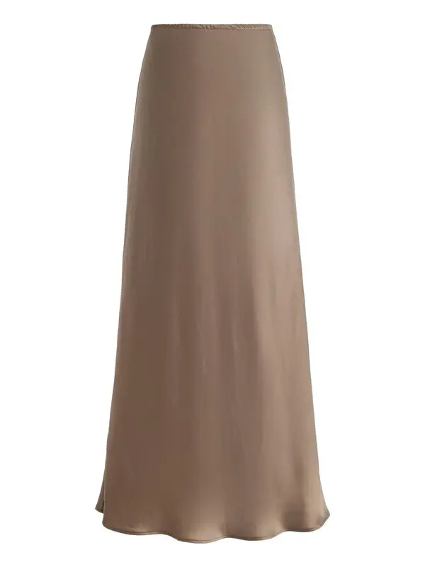 LESET Barb Satin Maxi Skirt - Taupe