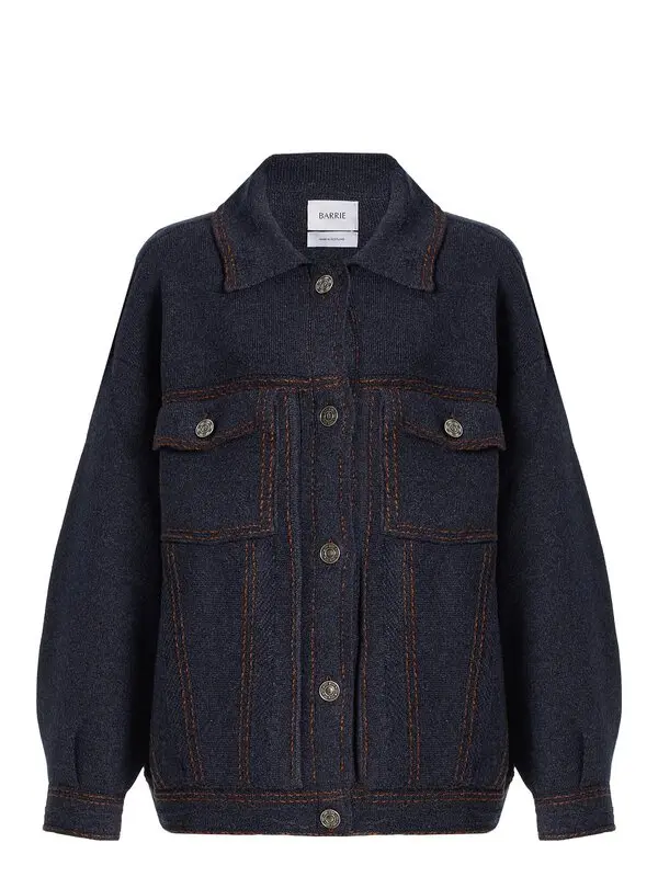 BARRIE Oversized Cashmere-denim Jacket - Blue