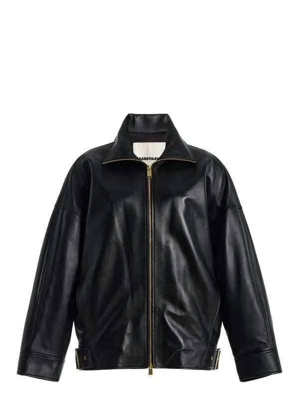 DARKPARK Leather Aviator Bomber Jacket - Black