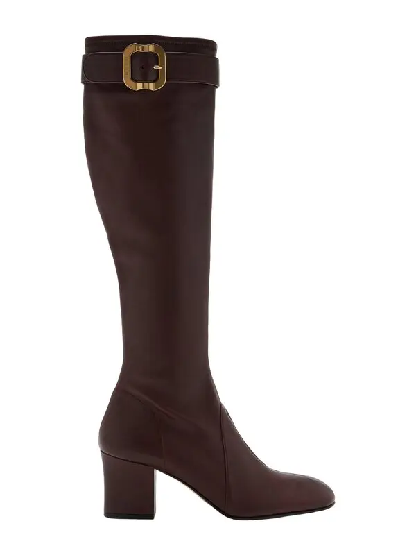 Miu Miu Leather Knee High Boots - Brown