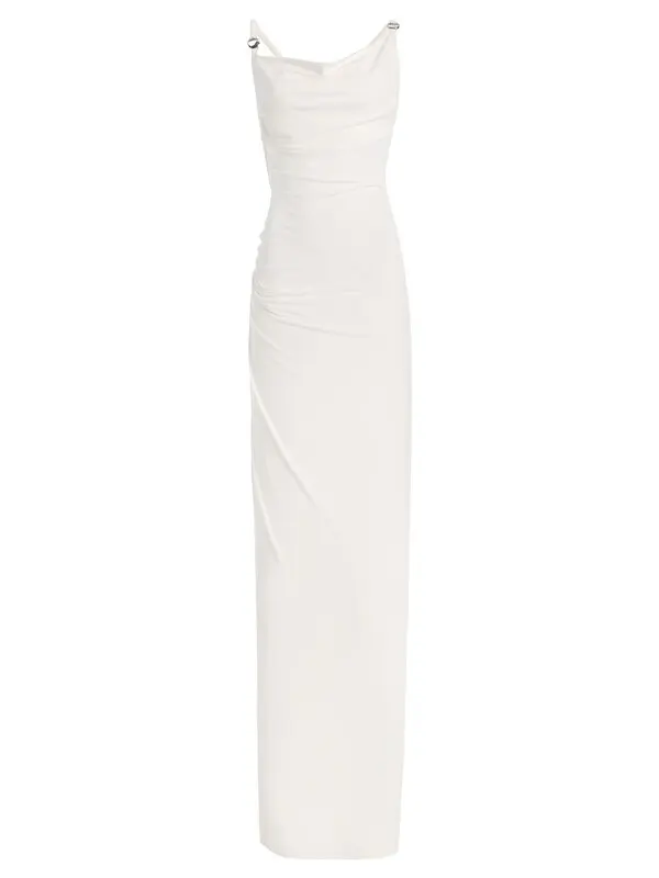 Coperni Jersey Maxi Dress With Logo Detail - White
