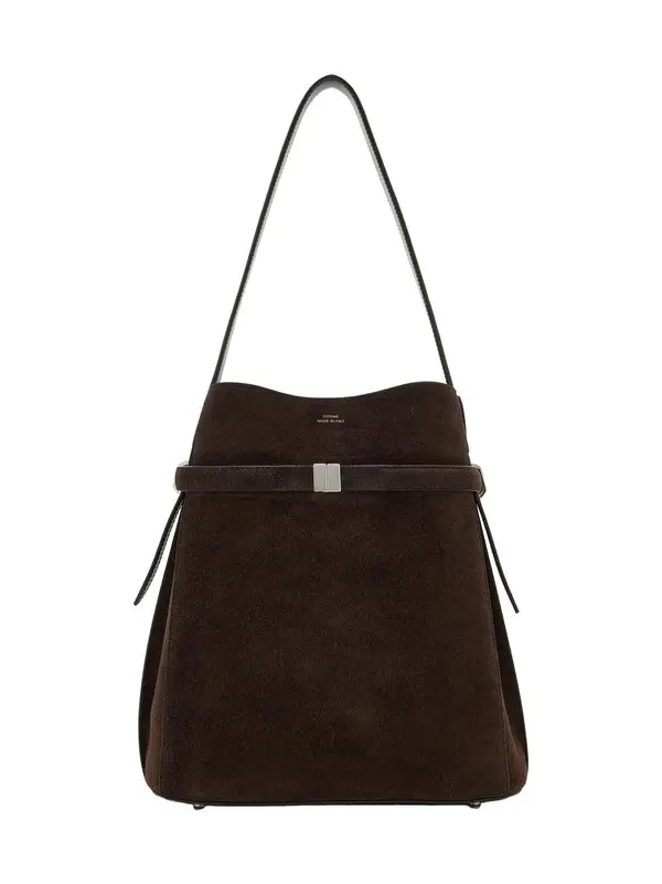 TOTEME Belted Suede Bucket Bag - Brown