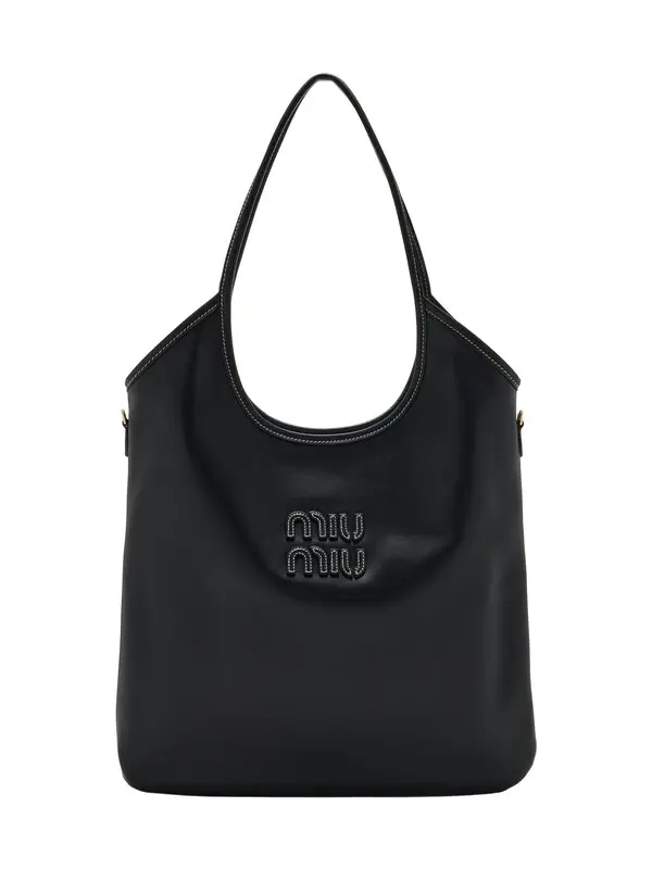 Miu Miu Ivy Leather Tote - Black