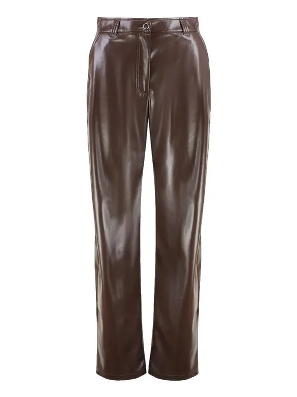 Pinko Balloon-fit Trousers Leather Effect - Brown