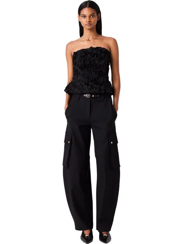 Maje Wool-blend Cargo Trousers - Black