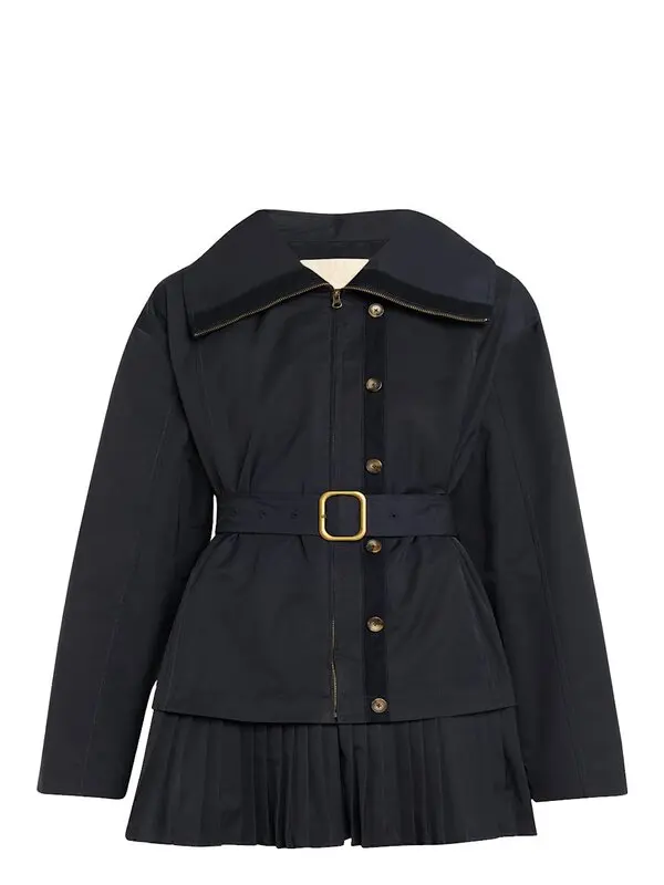 Ulla Johnson Lison Belted Jacket With Pleated Hem - Midnight
