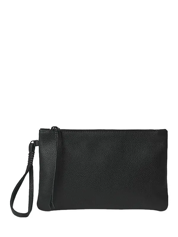 Callista Slim Grained Leather Pochette - Black