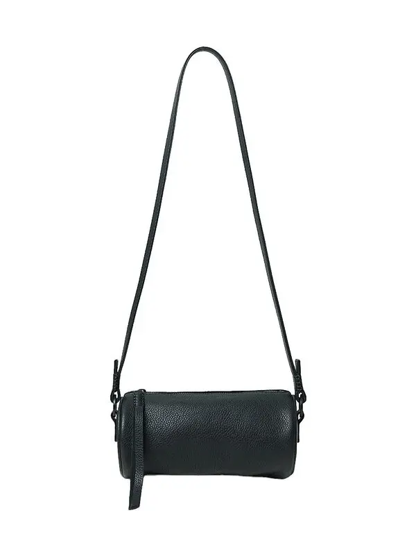 Callista Mini Barrel Bag Grained Leather - Black