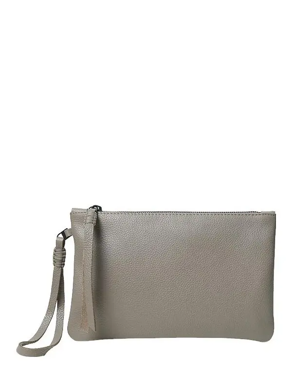 Callista Slim Grained Leather Pochette - Sand