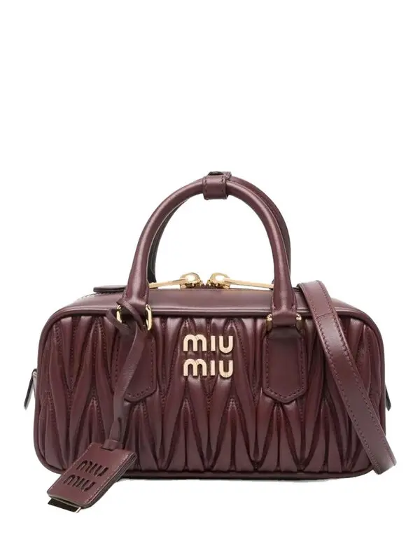 Miu Miu Arcadie Regular Matelassé Nappa Leather Bag - Red