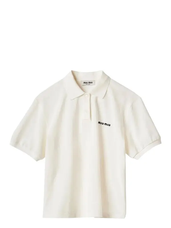 Miu Miu Cotton Pique Polo Shirt - White