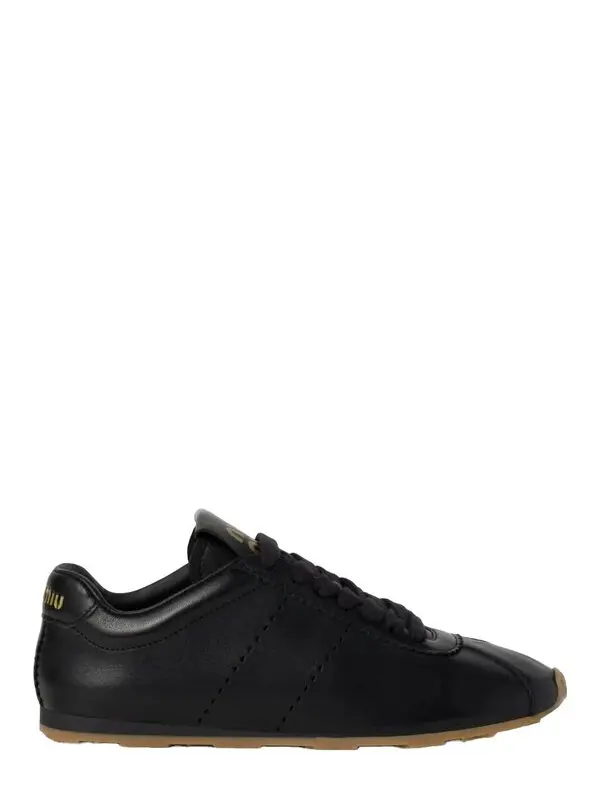 Miu Miu Plume Nappa Leather Sneakers - Black
