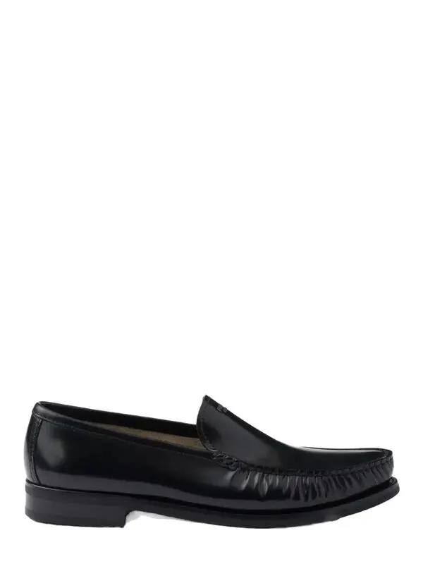 Prada Brushed Leather Loafers - Black