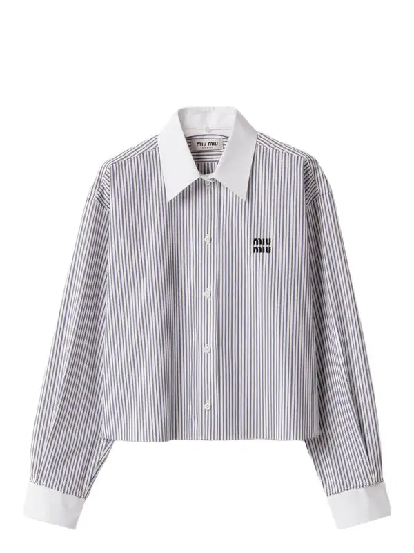 Miu Miu Striped Poplin Shirt - White