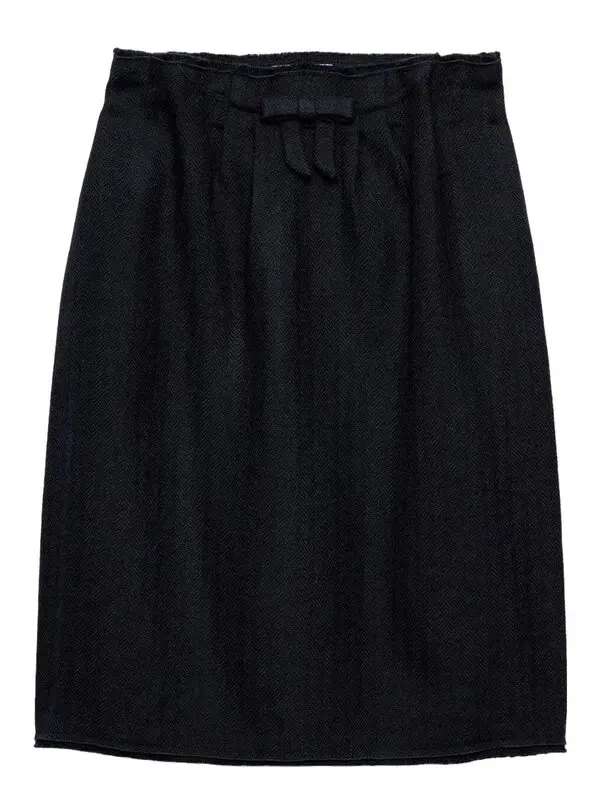 Prada Chevron Wool Midi Skirt - Blue