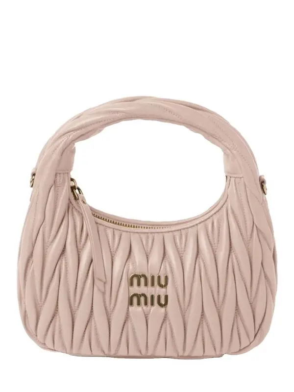 Miu Miu Wander Matelassé Nappa Leather Small Hobo Bag - Beige