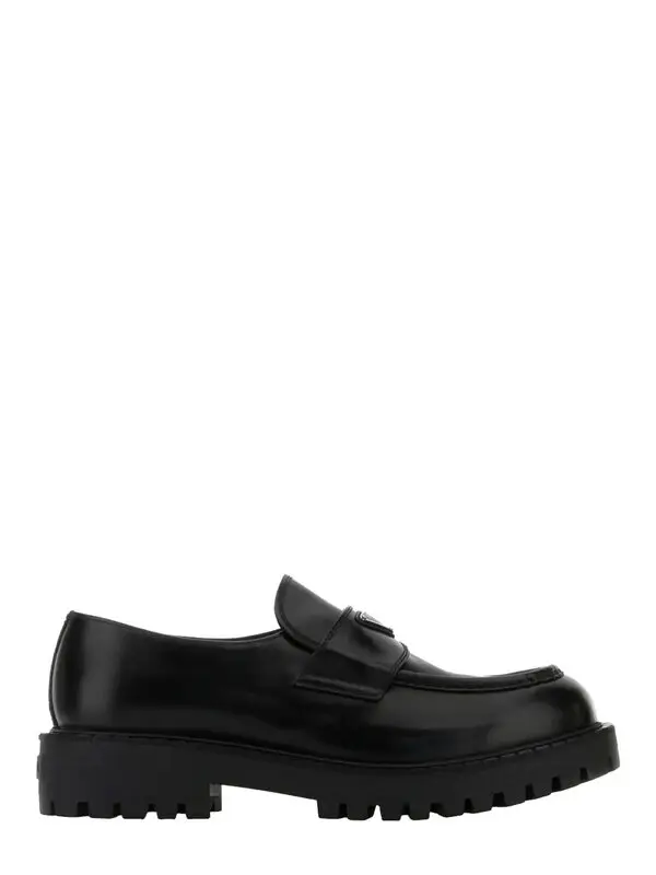 Prada Chunky Sole Leather Loafers - Black