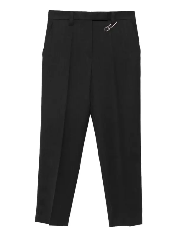 Prada Safety-pin Detail Wool Trousers - Grey