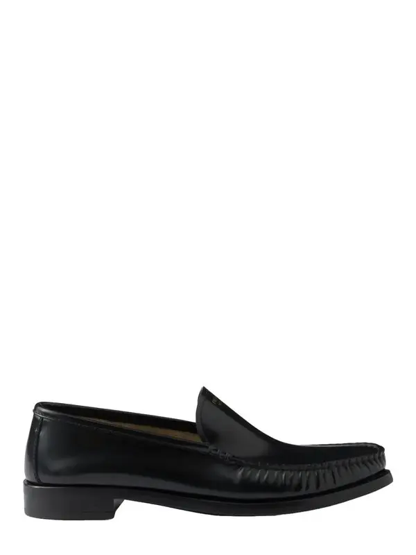 Prada Brushed Fumé Leather Loafers - Black