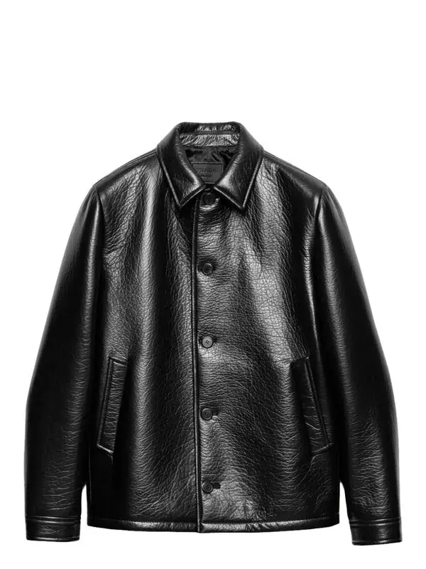 Prada Nappa Leather Caban Jacket - Black