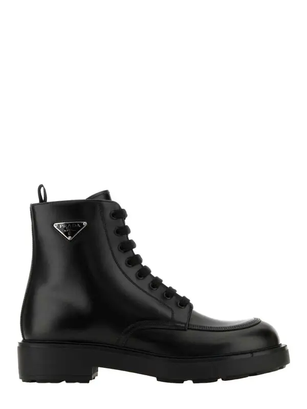 Prada Leather Amphibious Shoes With Polished Finish - Black