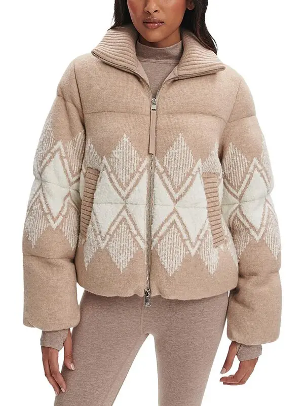 Varley Belinda Knit Puffer Jacket - Light Taupe