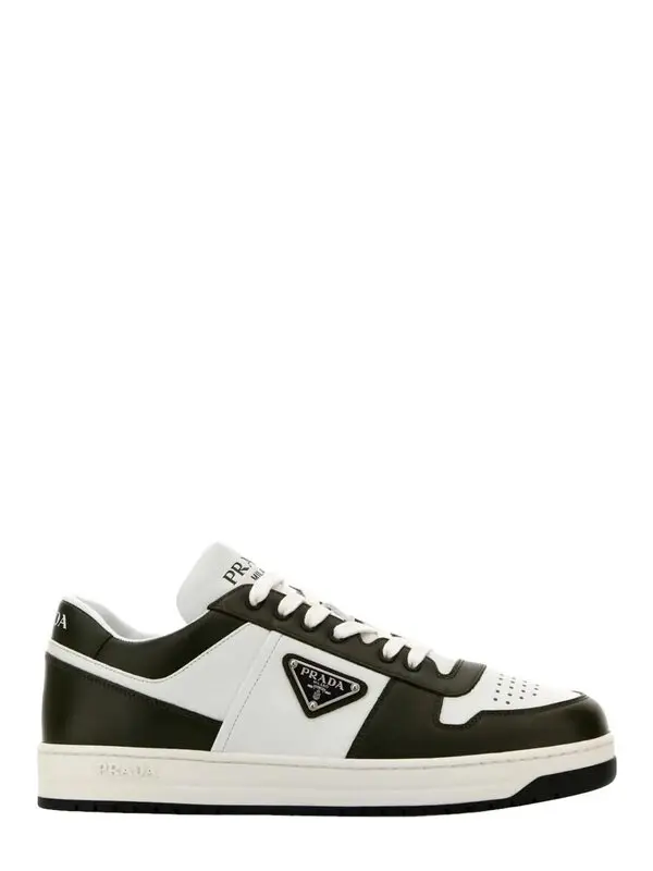 Prada Downtown Two-tone Leather Sneakers - Green