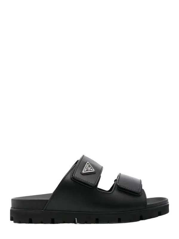 Prada Leather Strap Sandals - Black