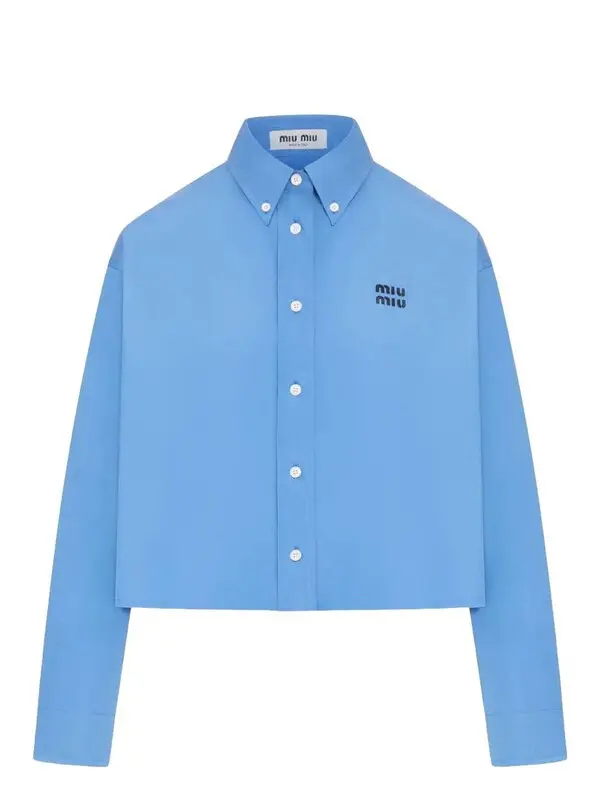 Miu Miu Poplin Boxy Shirt - Blue