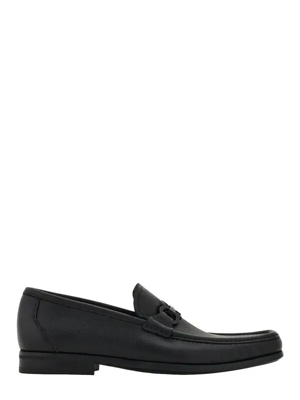 FERRAGAMO Grandioso2 Leather Loafers With Gancini Buckle - Black