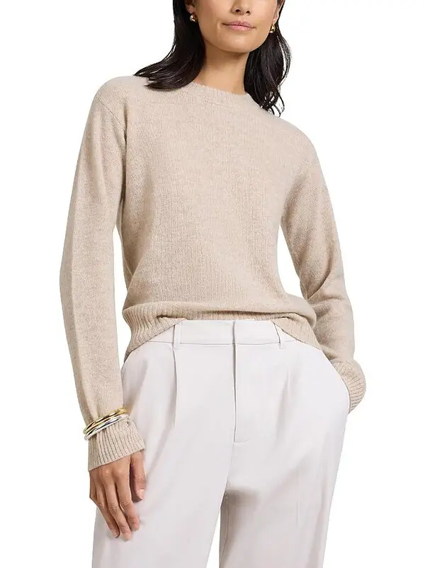 Onia Crewneck Cashmere Sweater - Warm Taupe Melange