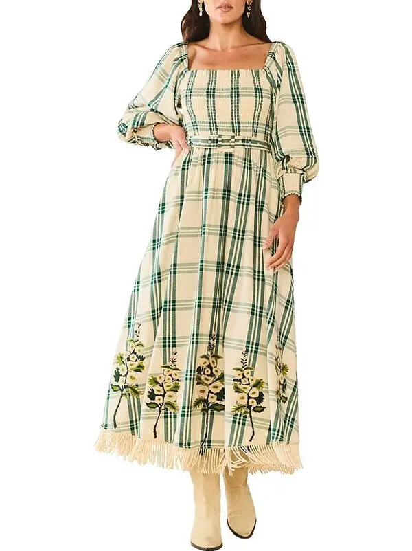 EDDY Eloise Maxi Dress - Green Plaid Larsen Floral