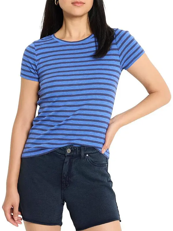 NIC+ZOE Striped Scoop Neck Tee - Blue Multi