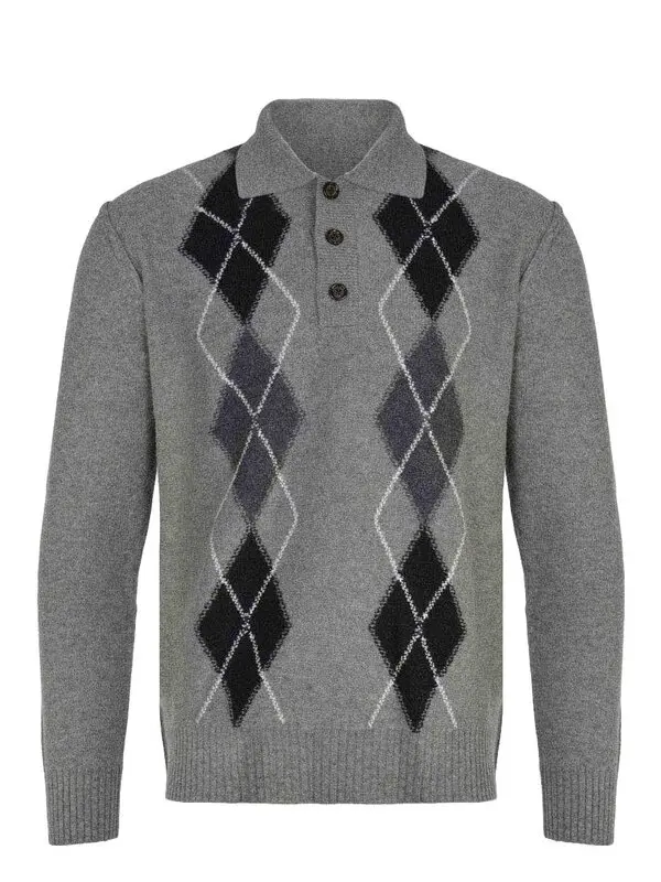 PAOLO PECORA Wool Sweater With Collar - Grey