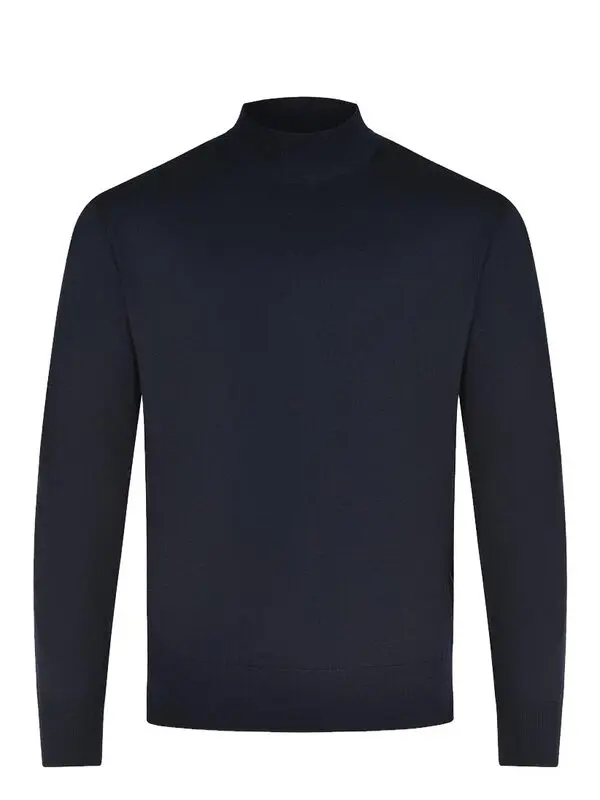 PAOLO PECORA Long Sleeve Wool Sweater - Blue