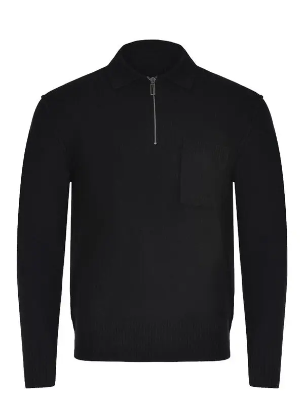 PAOLO PECORA Wool Sweater With Chest Pocket - Black