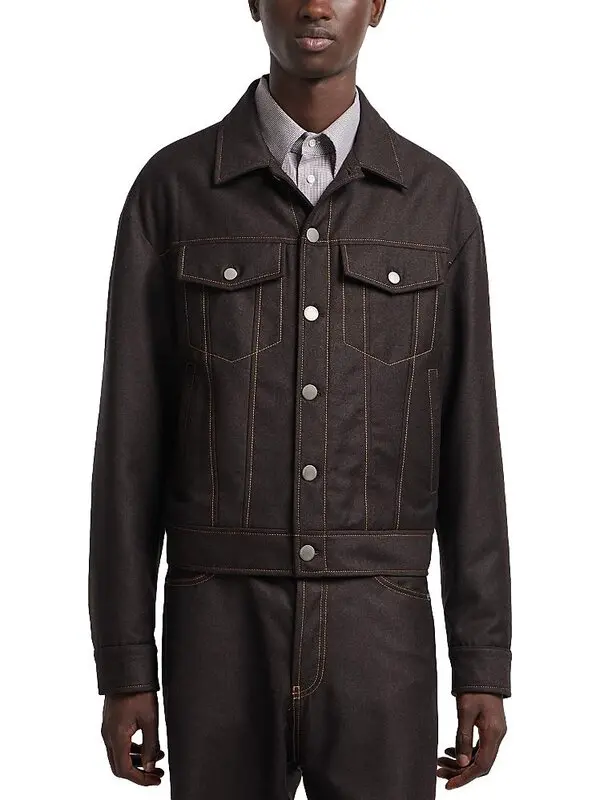 Emporio Armani Denim Effect Wool Jacket - Solid Dark