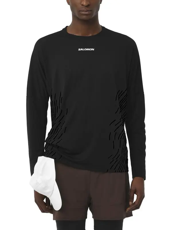 SALOMON Sense Aero Graphic Long-sleeve Tee - Deep Black / Black Beauty