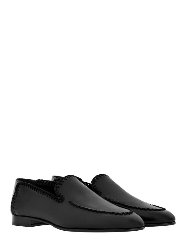 Canali Calfskin And Suede Slip-ons - Black