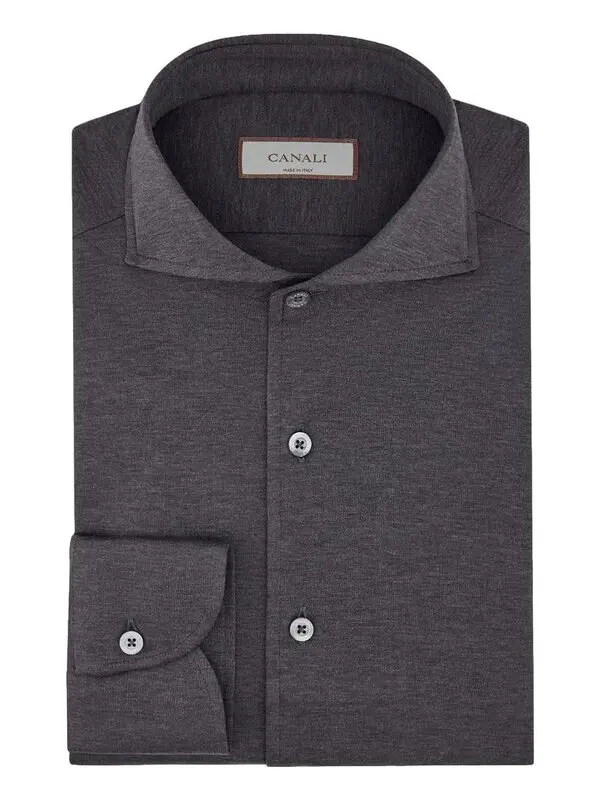 Canali Regular-fit Shirt In Cotton Jersey - Grey