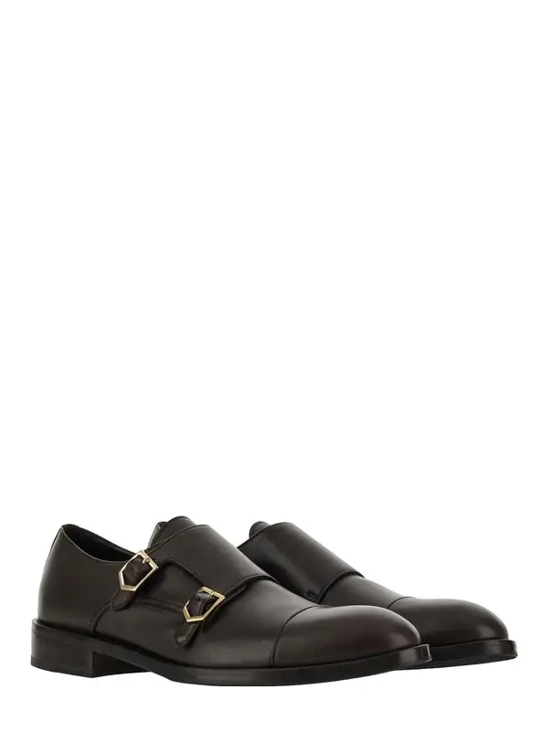 Canali Monk Strap Shoes - Brown