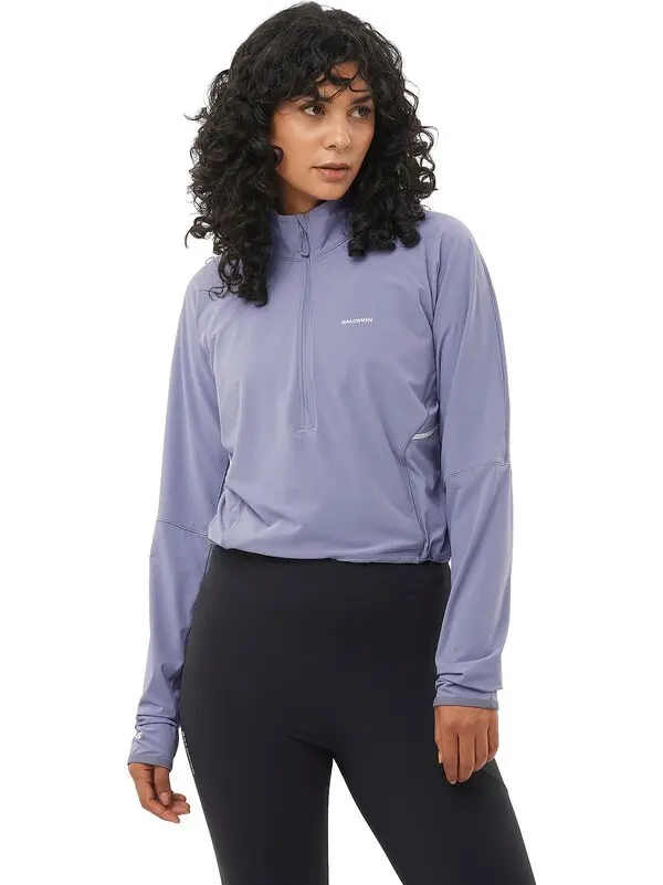 SALOMON Sense Aero Hybrid Cropped Pullover - Blue Granite