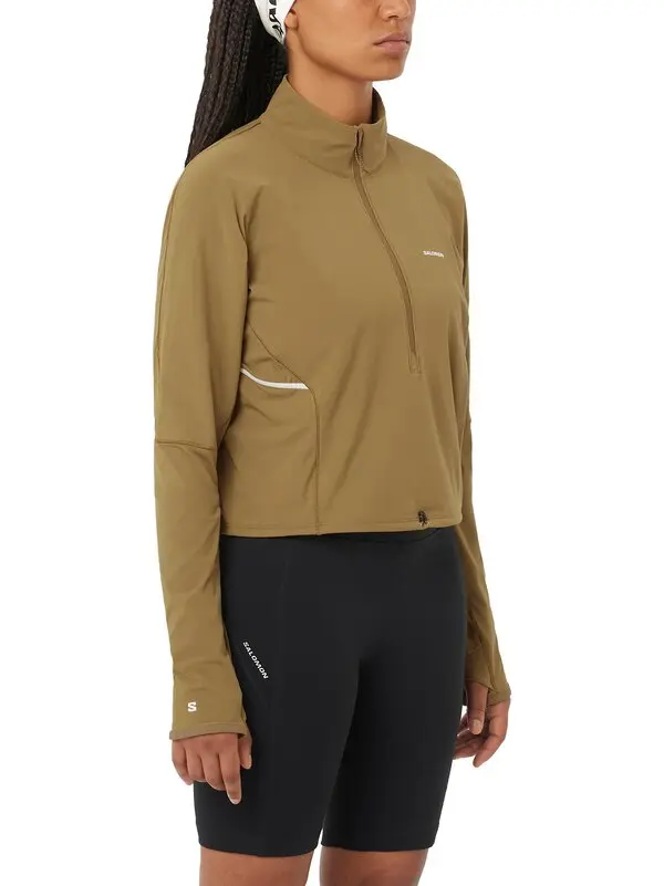 SALOMON Sense Aero Hybrid Cropped Pullover - Brilliant Olive